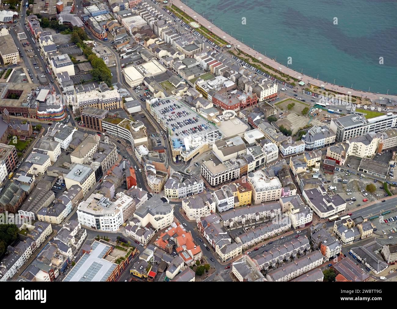 An aerial photograph of Douglas, capital of the Isle of Man Stock Photo ...