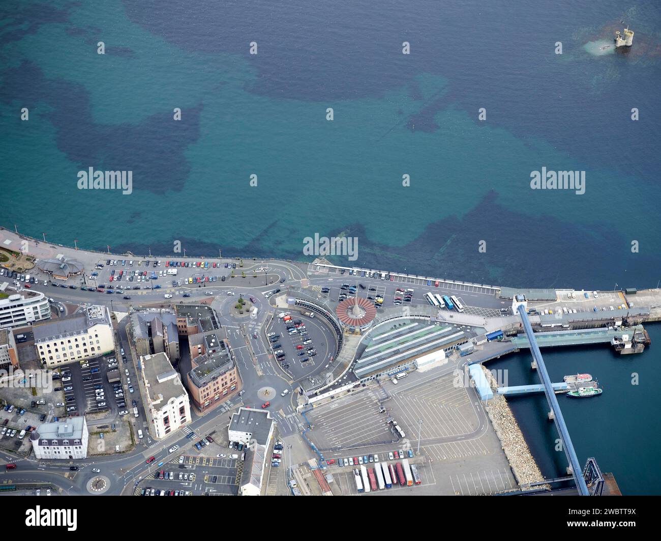 An aerial photograph of Douglas, capital of the Isle of Man Stock Photo ...