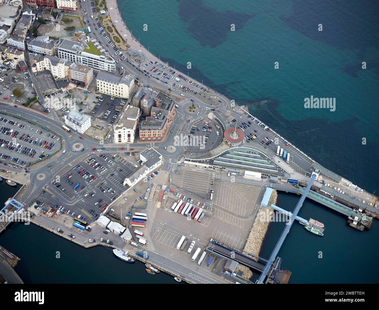 An aerial photograph of Douglas, capital of the Isle of Man Stock Photo ...