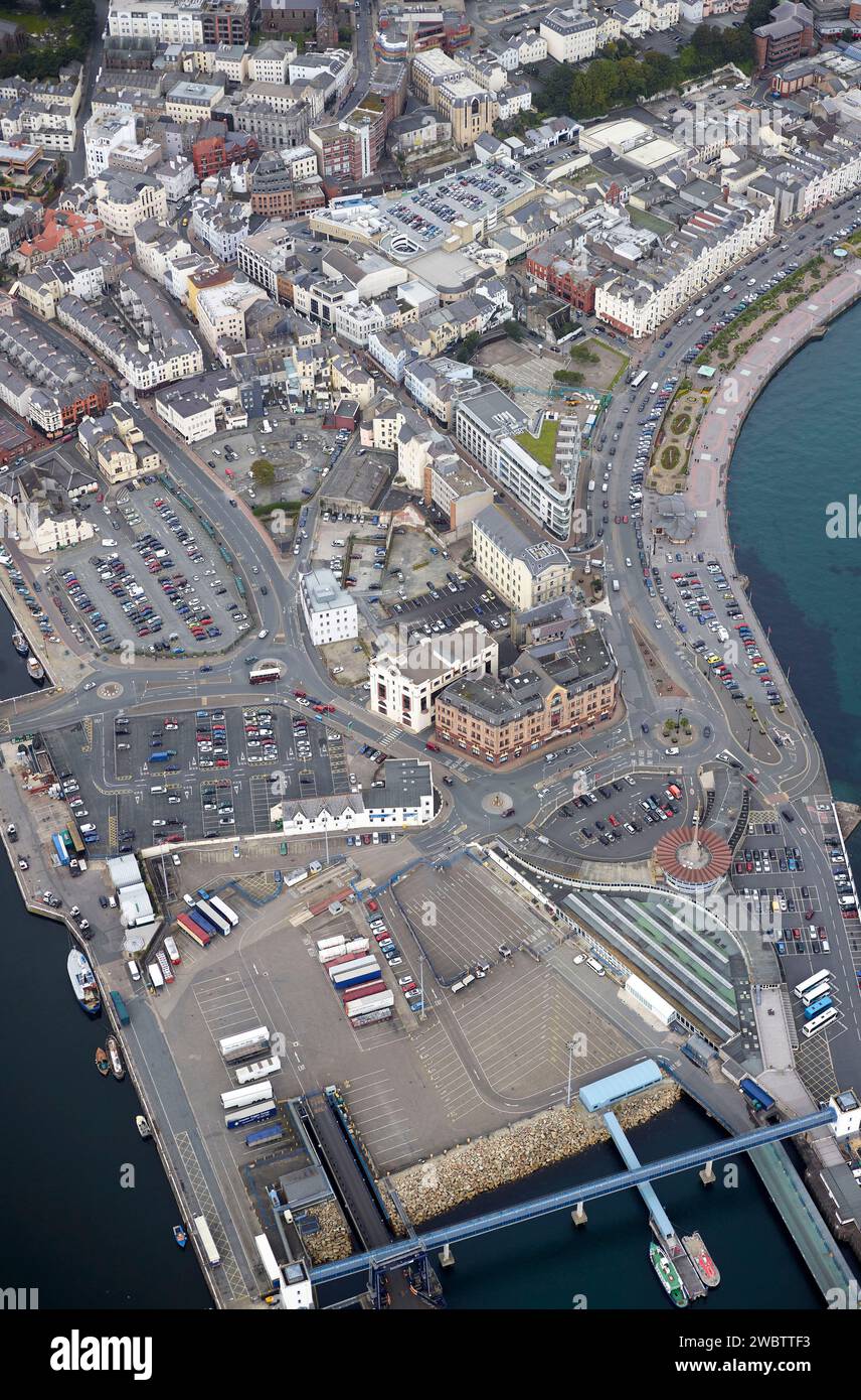 An aerial photograph of Douglas, capital of the Isle of Man Stock Photo ...