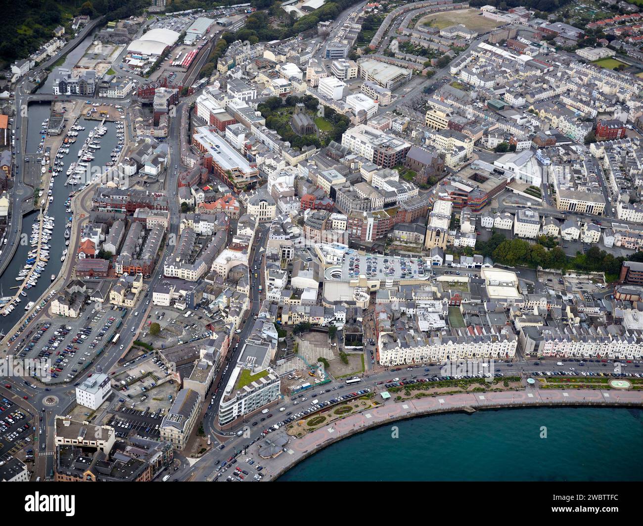 An aerial photograph of Douglas, capital of the Isle of Man Stock Photo ...