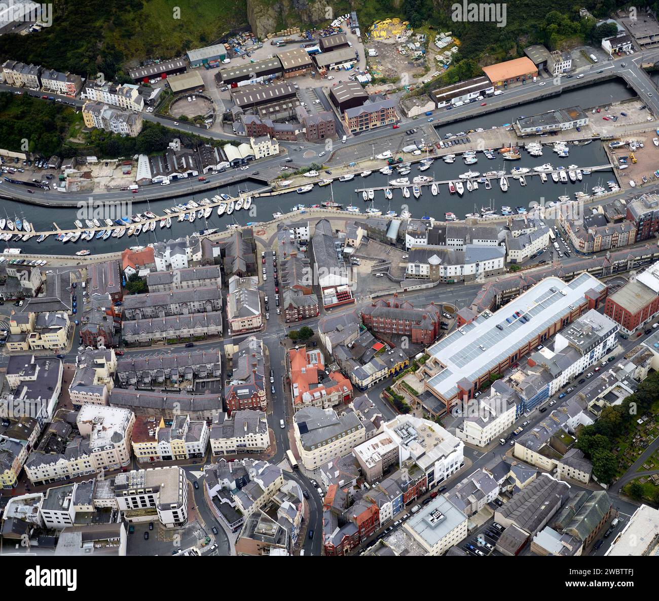 An aerial photograph of Douglas, capital of the Isle of Man Stock Photo ...