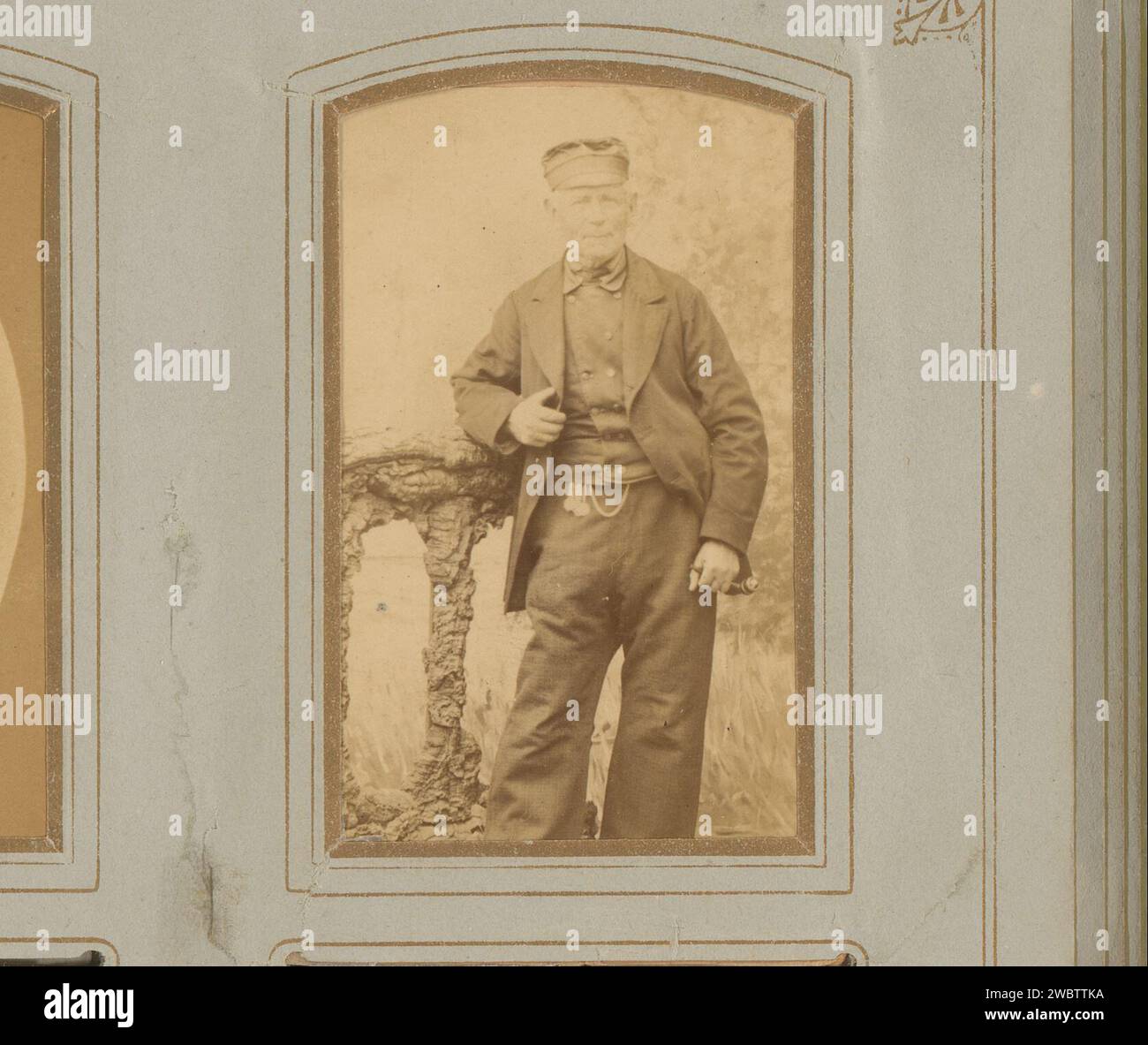 Portrait of old man, leaning on a balustrade, anonymous, 1850 - 1900 ...