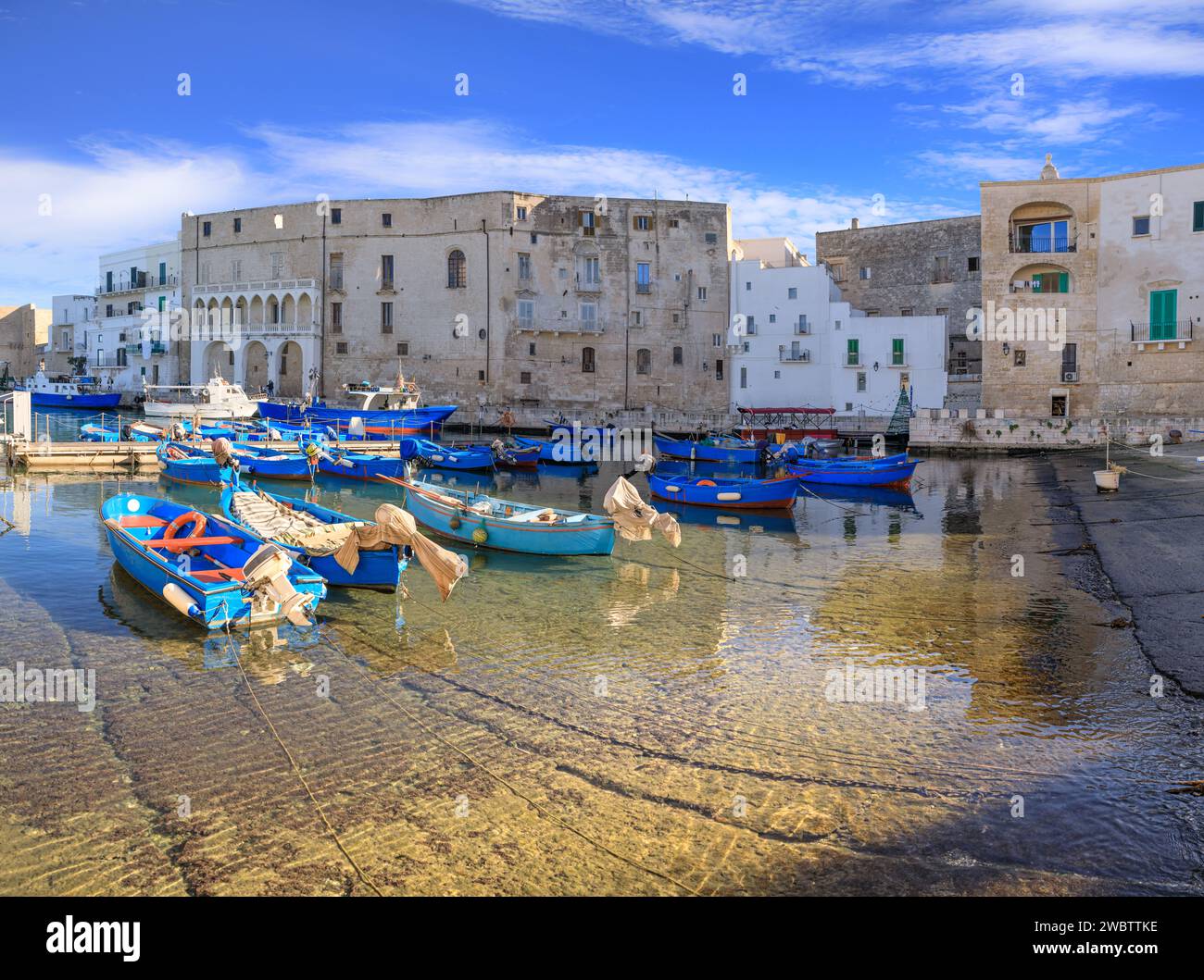 Old port of Monopoli in Apulia, southern Italy: view of the old town ...