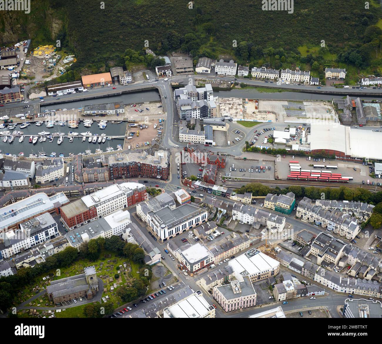 An aerial photograph of Douglas, capital of the Isle of Man Stock Photo ...