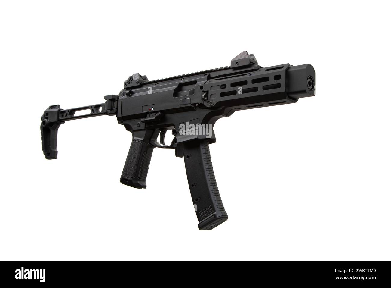 A modern automatic PCC carbine chambered for 9mm pistol caliber ...