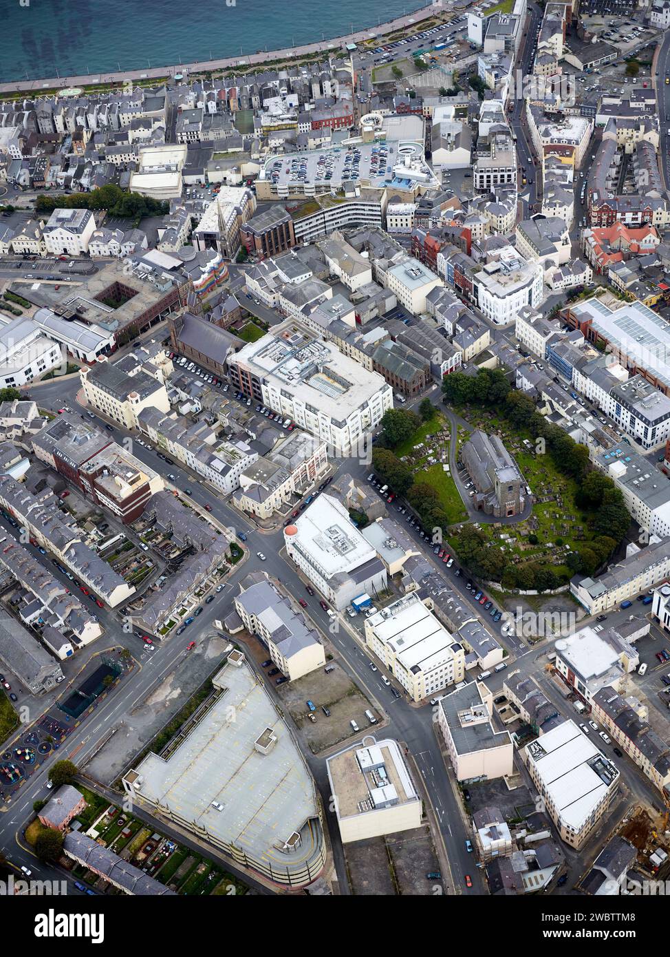 An aerial photograph of Douglas, capital of the Isle of Man Stock Photo ...