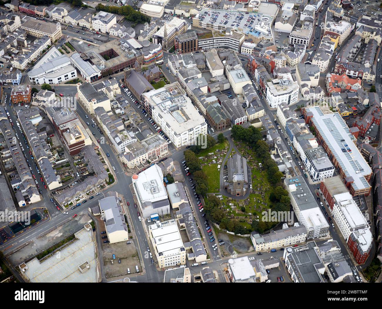 An aerial photograph of Douglas, capital of the Isle of Man Stock Photo ...