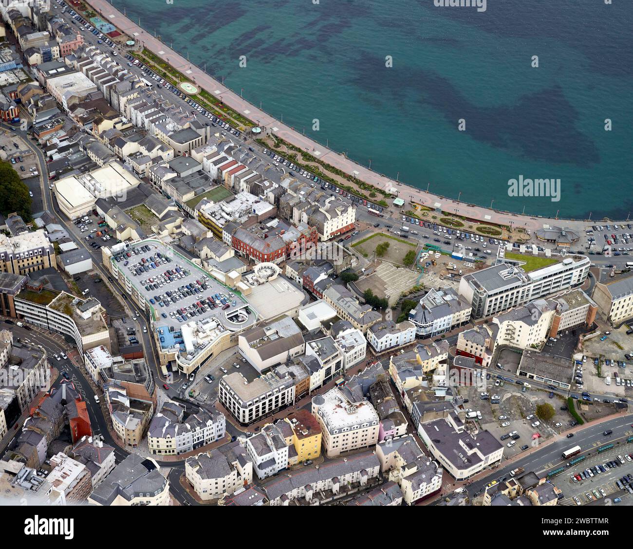 An aerial photograph of Douglas, capital of the Isle of Man Stock Photo ...