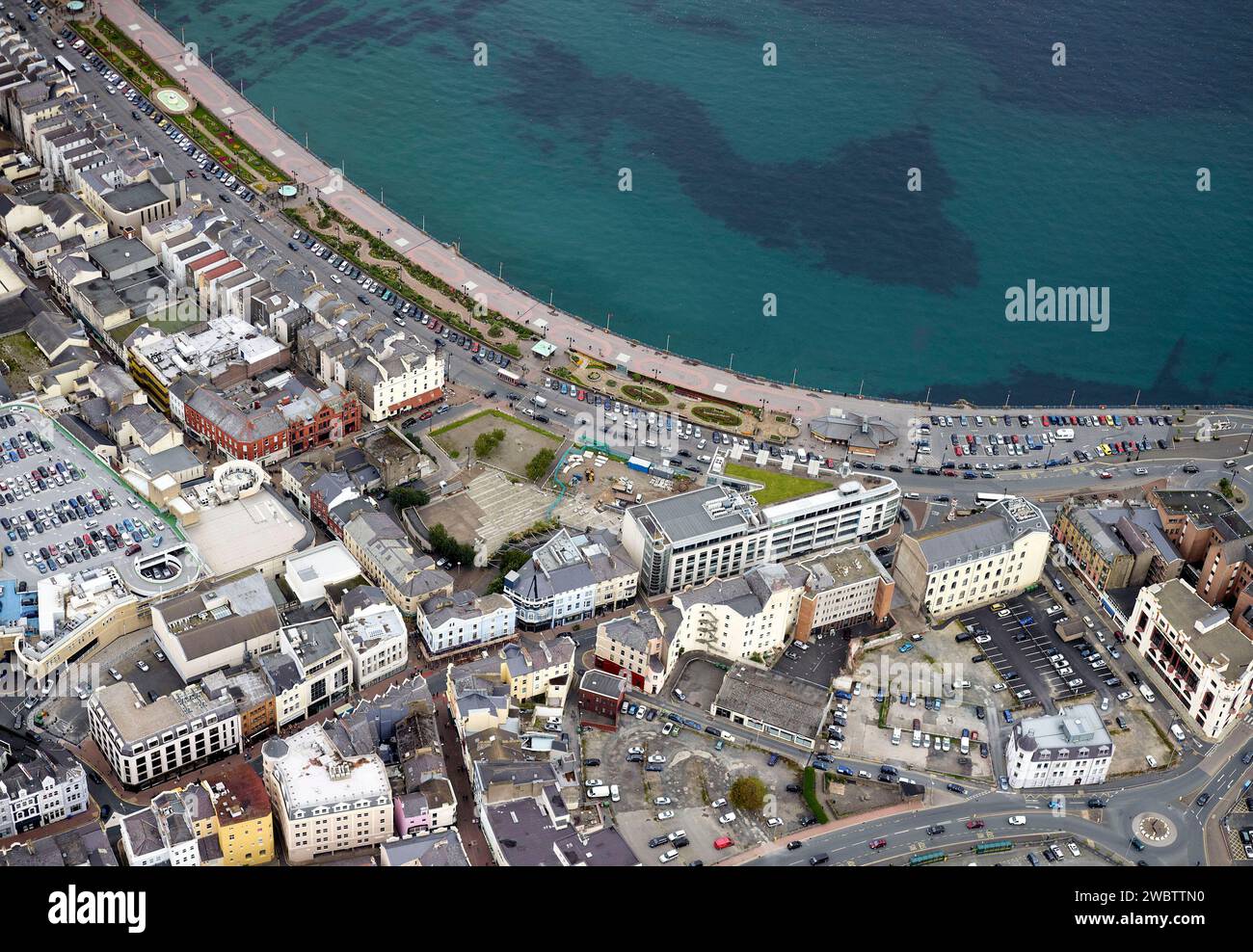 An aerial photograph of Douglas, capital of the Isle of Man Stock Photo ...
