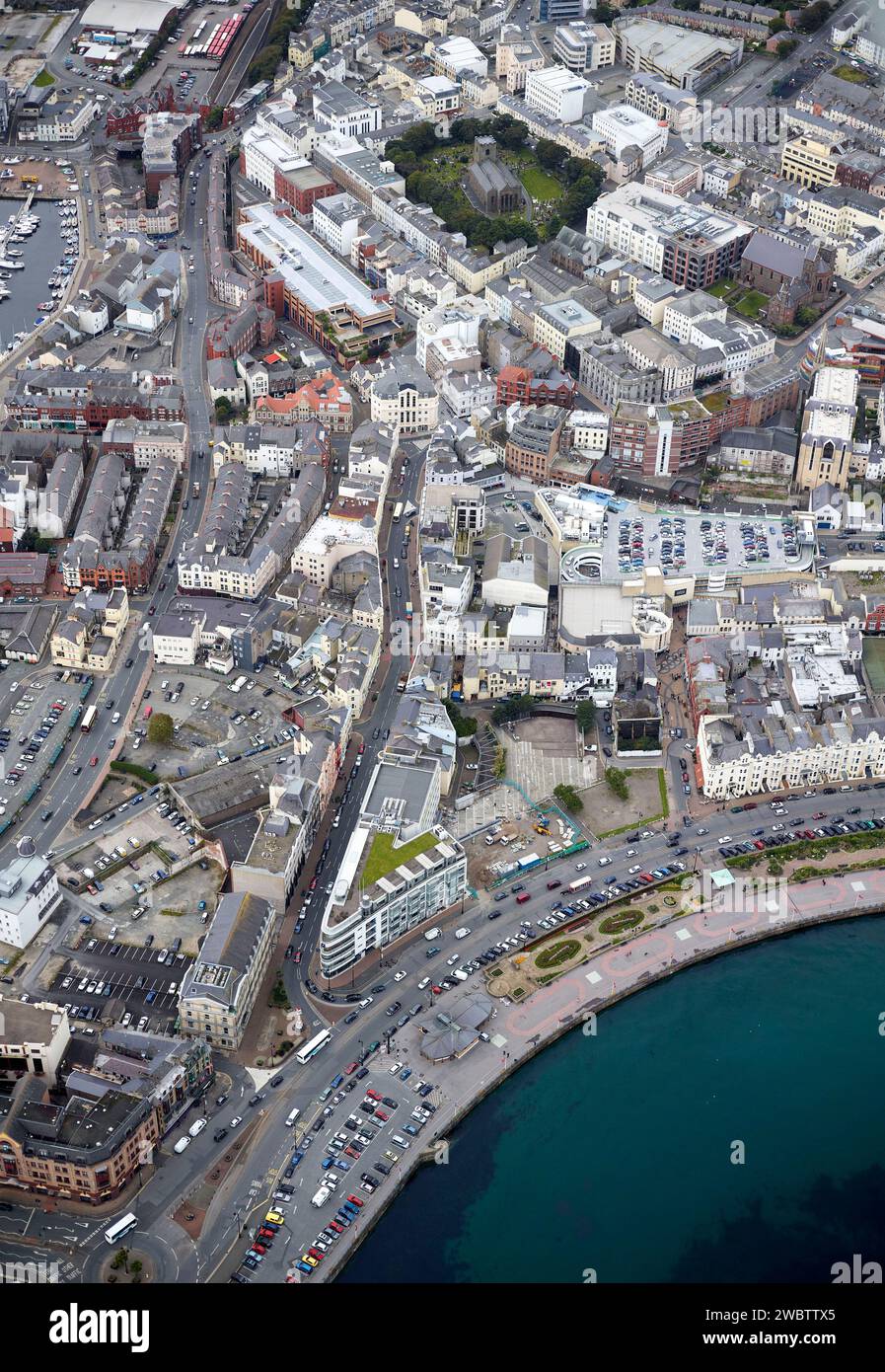 An aerial photograph of Douglas, capital of the Isle of Man Stock Photo ...