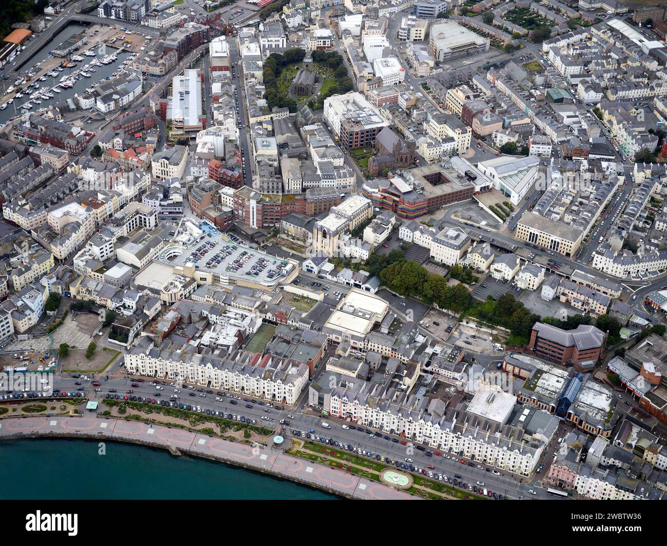 An aerial photograph of Douglas, capital of the Isle of Man Stock Photo ...