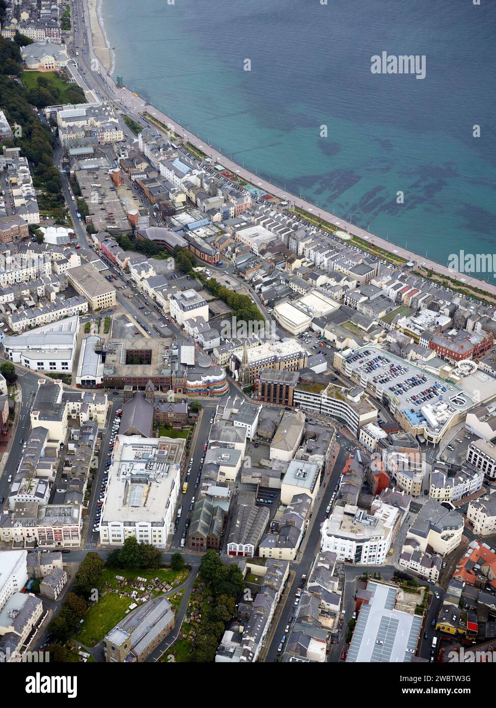 An aerial photograph of Douglas, capital of the Isle of Man Stock Photo ...