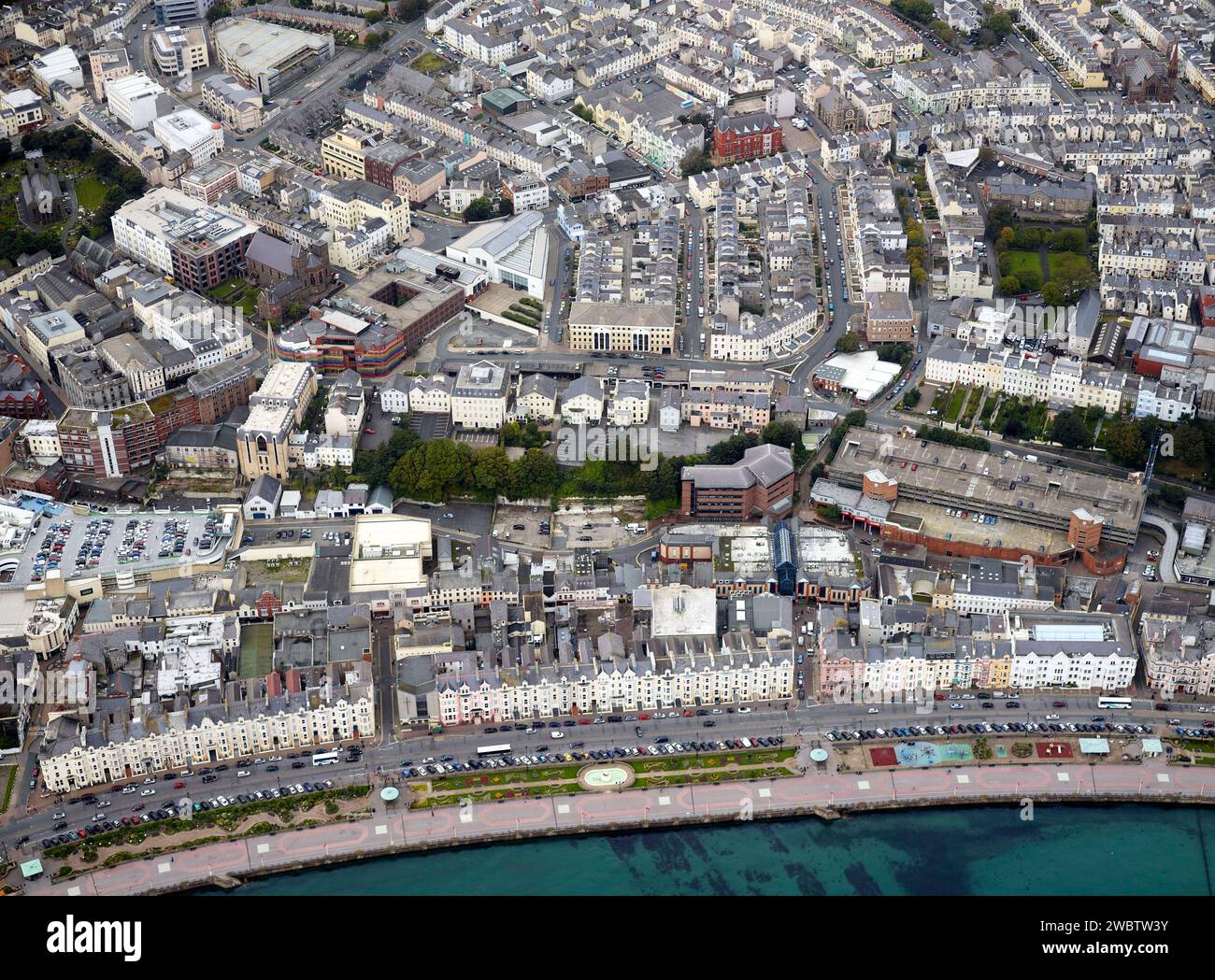 An aerial photograph of Douglas, capital of the Isle of Man Stock Photo ...