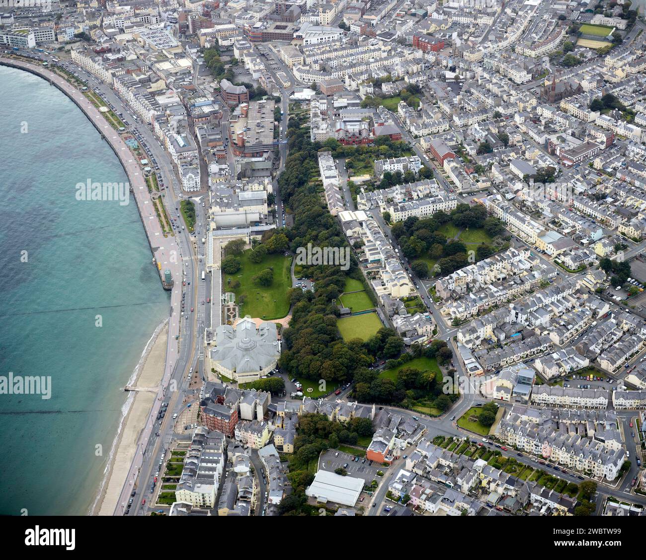 An aerial photograph of Douglas, capital of the Isle of Man Stock Photo ...