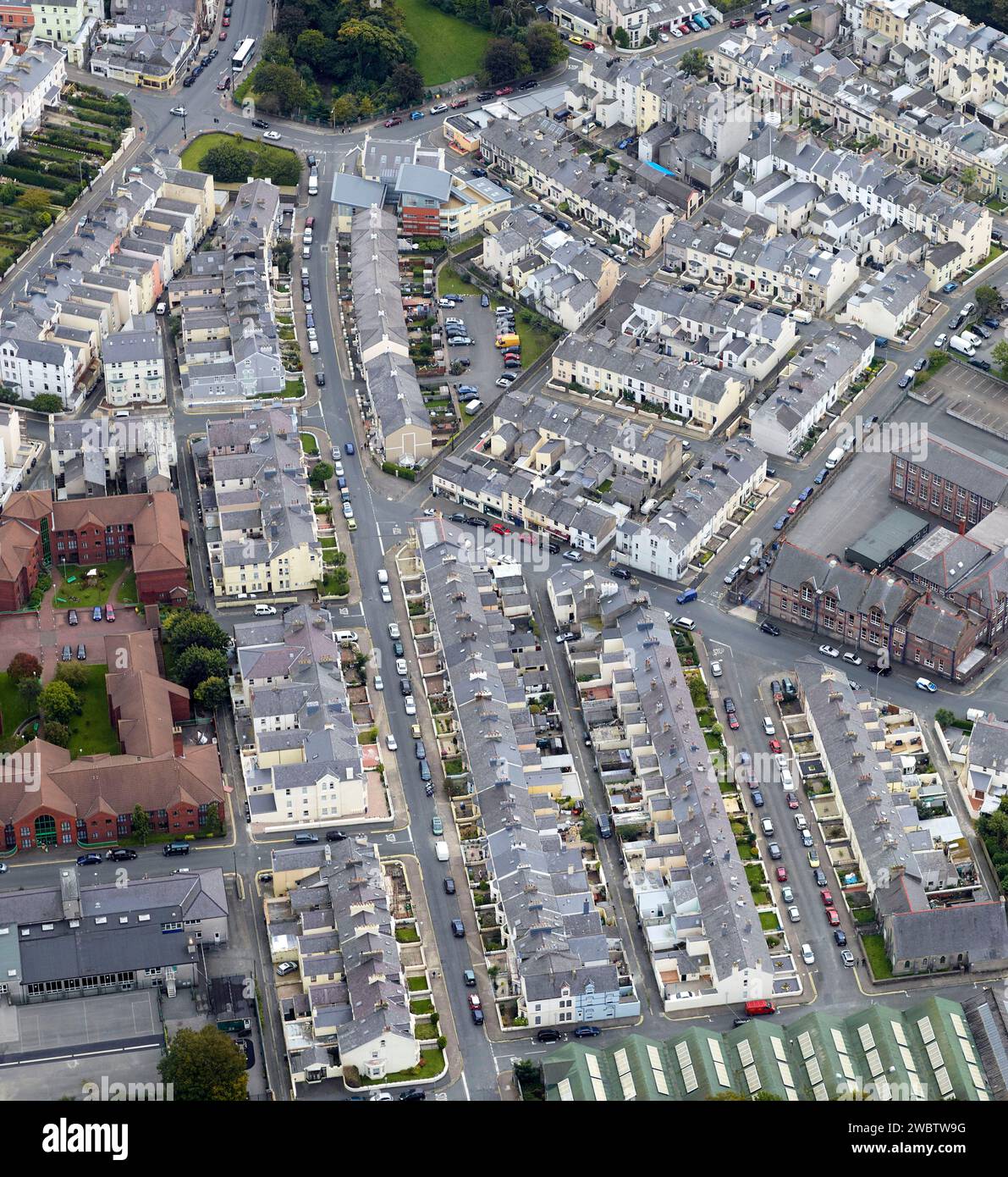 An aerial photograph of Douglas, capital of the Isle of Man Stock Photo ...
