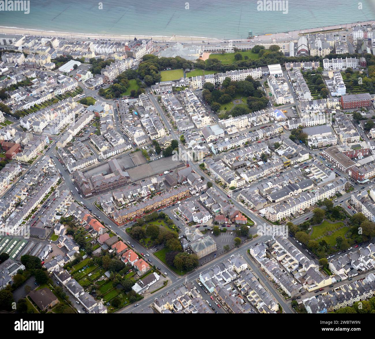 An aerial photograph of Douglas, capital of the Isle of Man Stock Photo ...