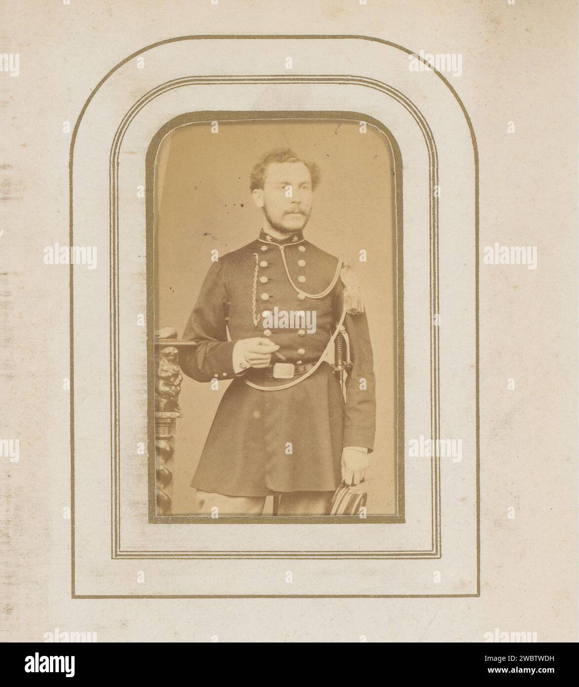 Portrait of a standing man with cigar in uniform, Albert Delabarre ...