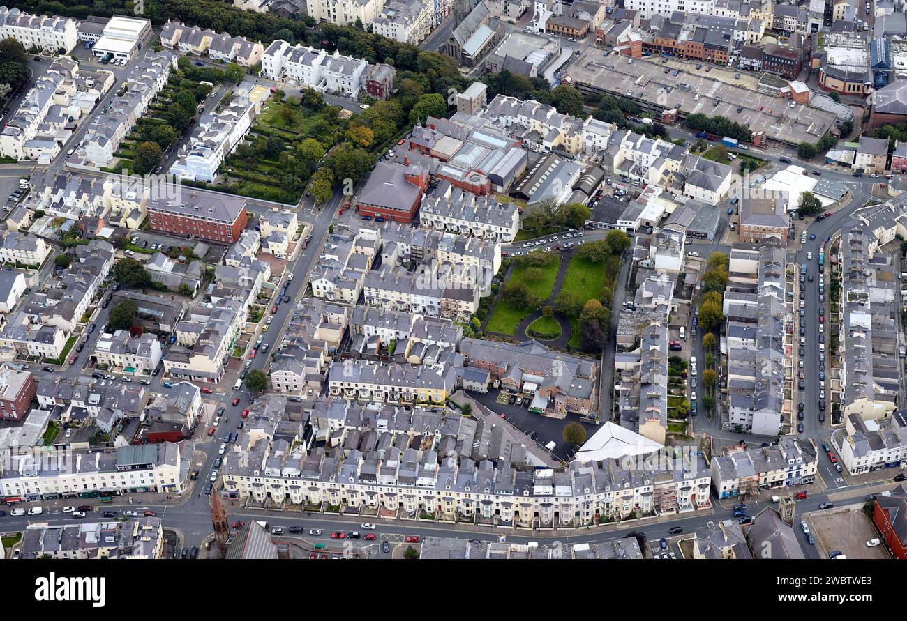 An aerial photograph of Douglas, capital of the Isle of Man Stock Photo ...