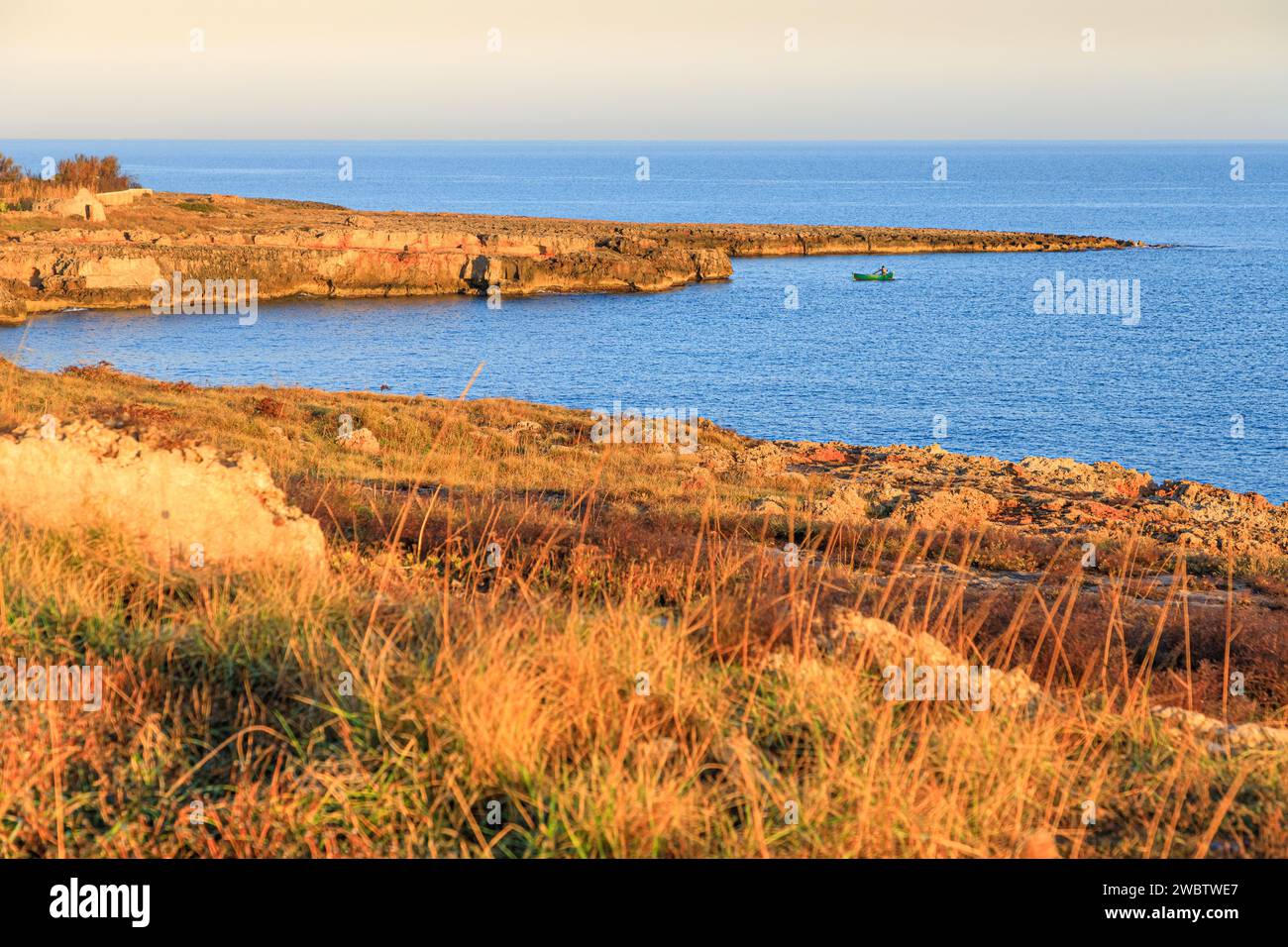 The most beautiful Apulian coast in Italy: Cala Corvino. Typical ...