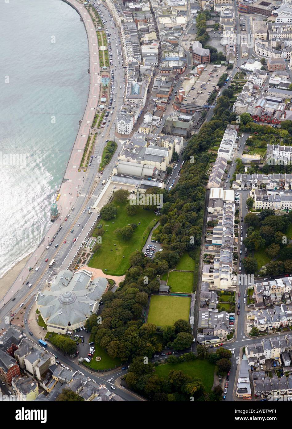 An aerial photograph of Douglas, capital of the Isle of Man Stock Photo ...