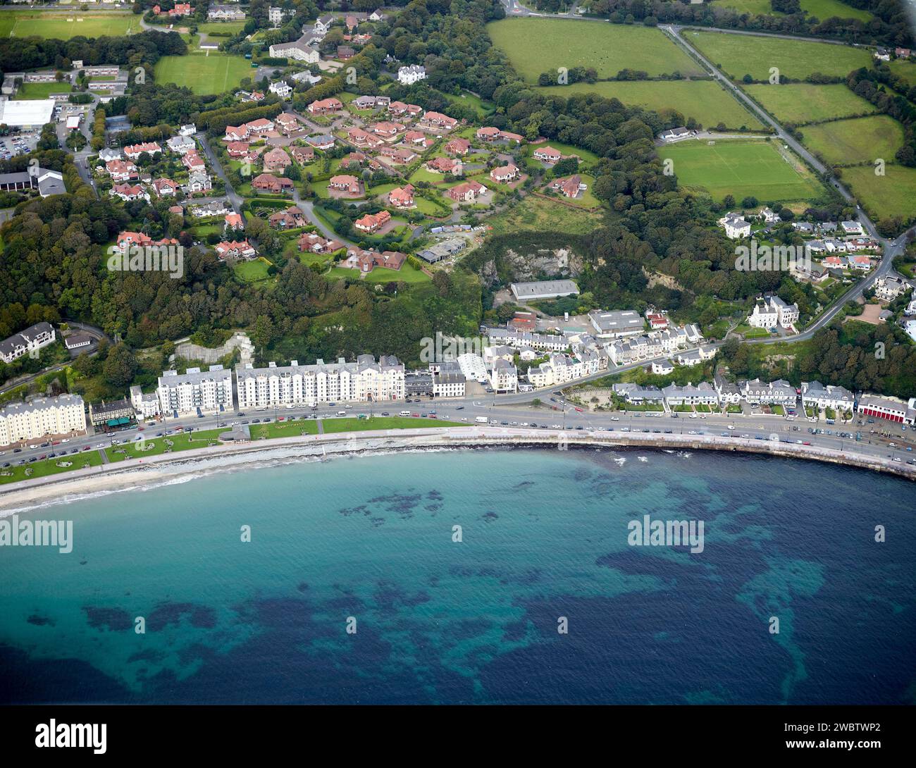 An aerial photograph of Douglas, capital of the Isle of Man Stock Photo ...