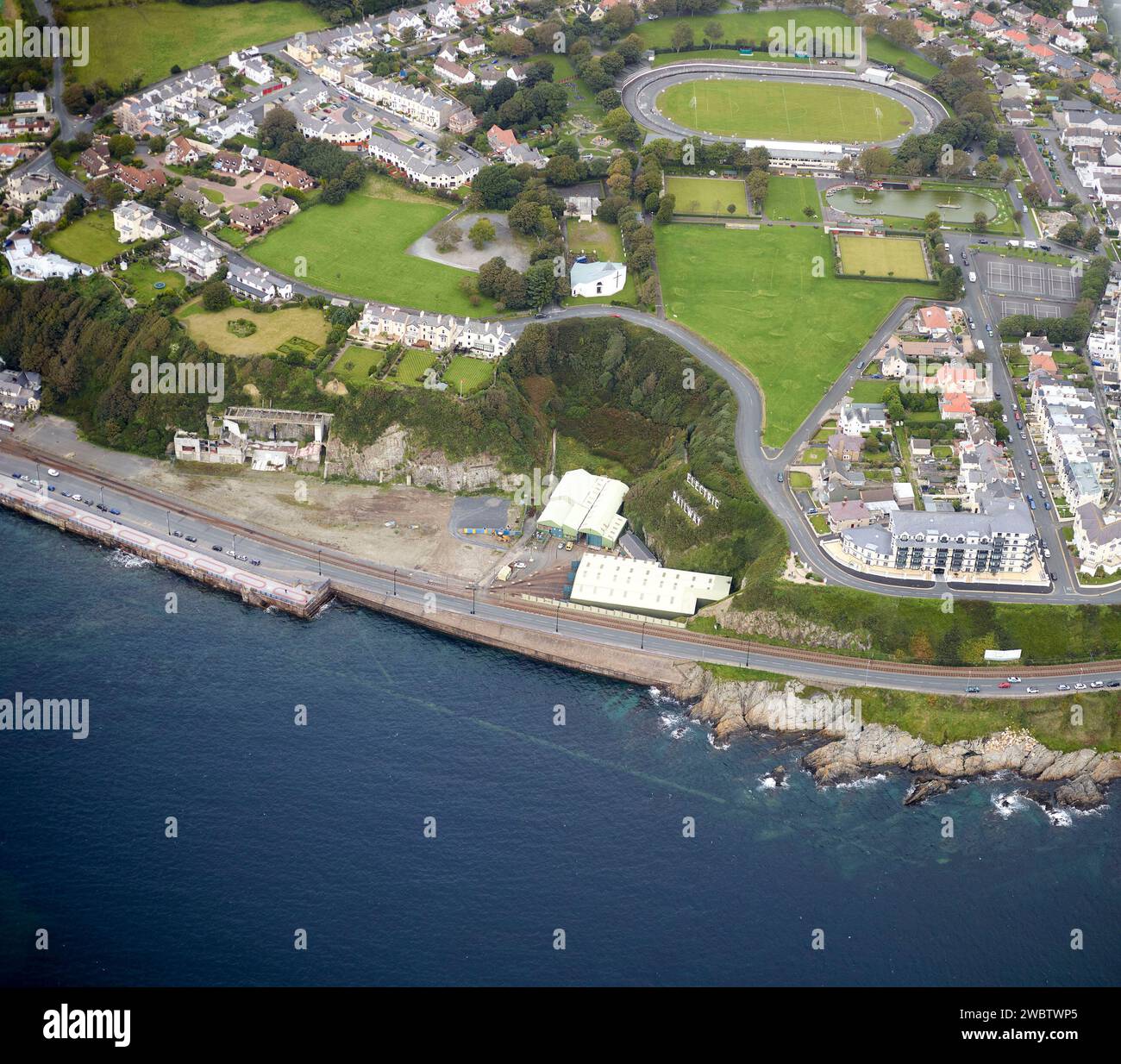 An aerial photograph of Douglas, capital of the Isle of Man Stock Photo ...
