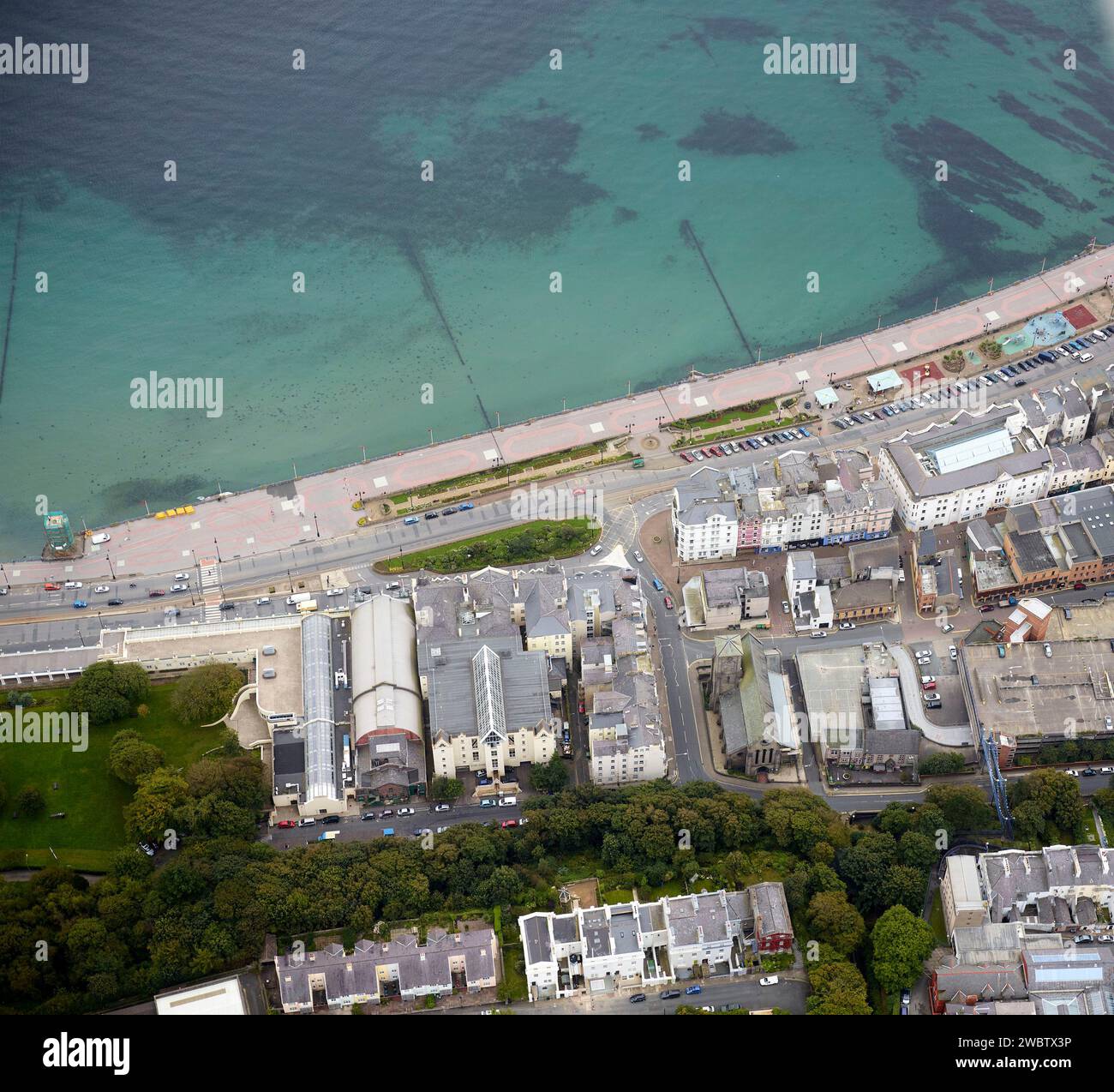 An aerial photograph of Douglas, capital of the Isle of Man Stock Photo ...