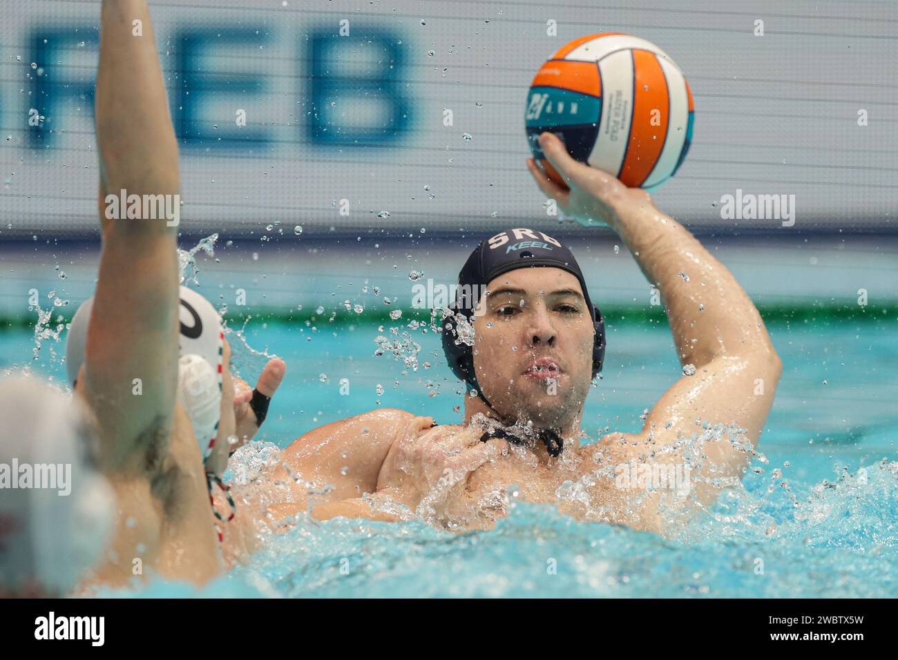 Zagreb, Croatia. 12th Jan, 2024. Dusan Mandic of Serbia and Gergo ...