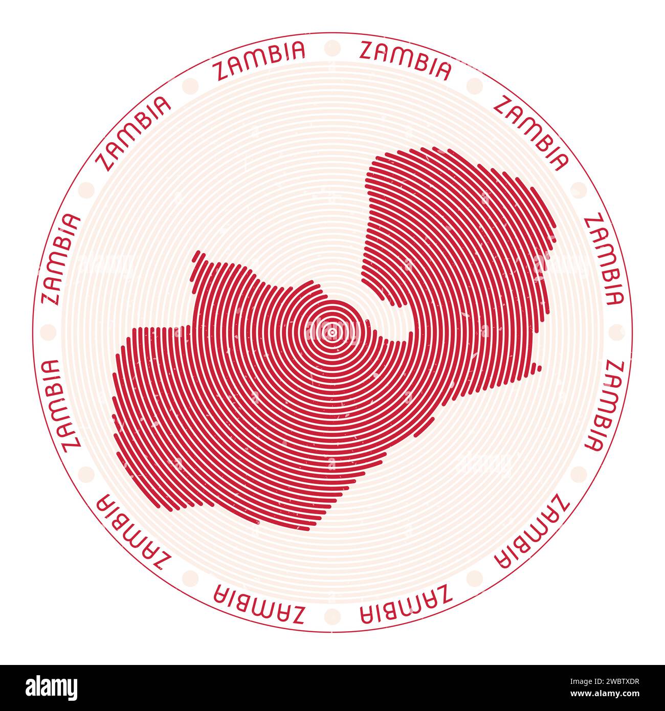 Zambia shape radial arcs. Country round icon. Zambia logo design poster ...