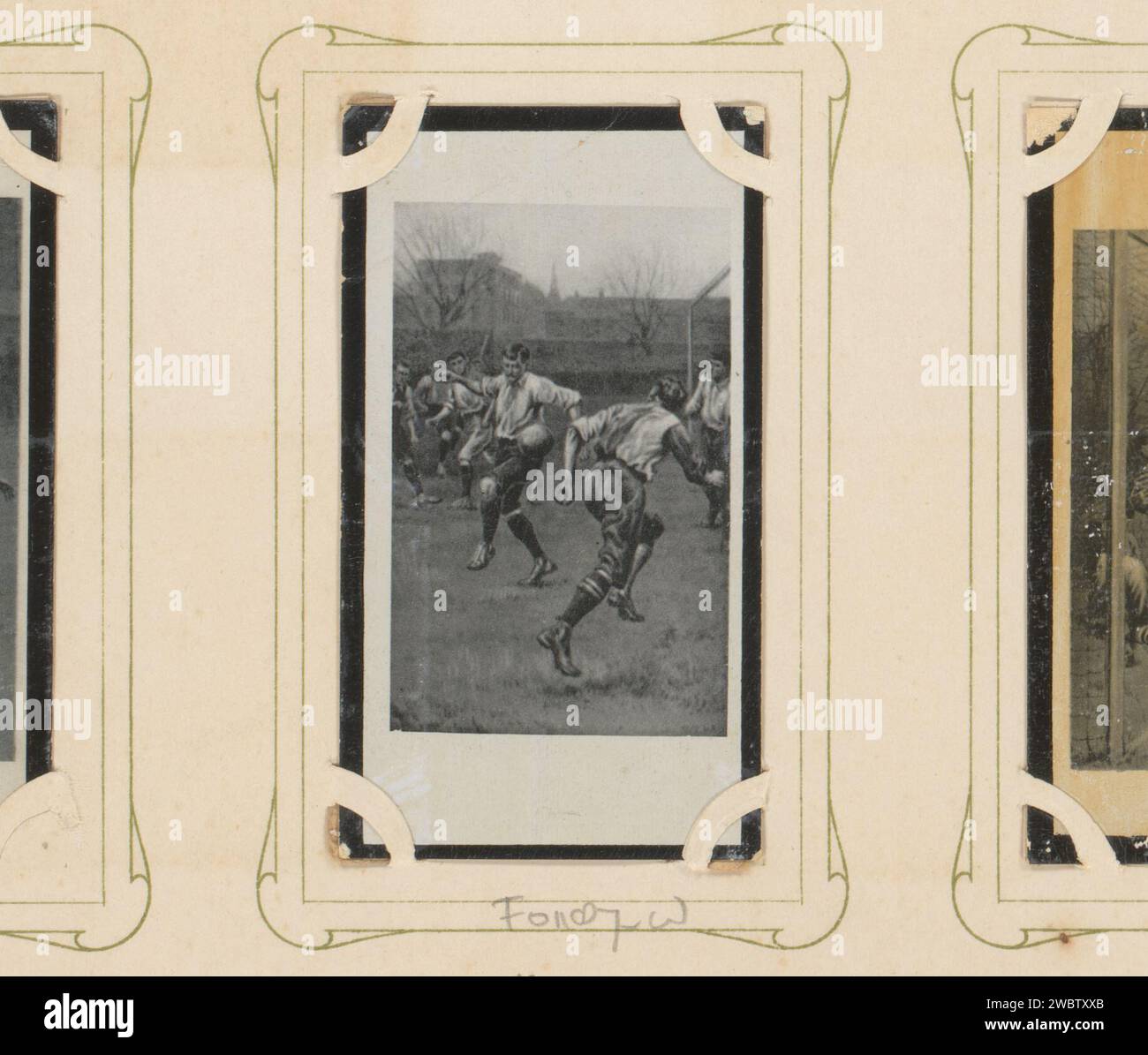 Reproduction of a drawing of players during a football match, Anonymous ...