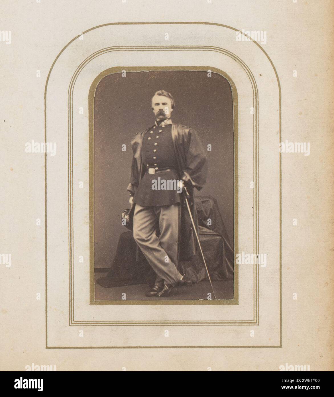 Portrait of a man in uniform with cap and walking stick, Prosper ...