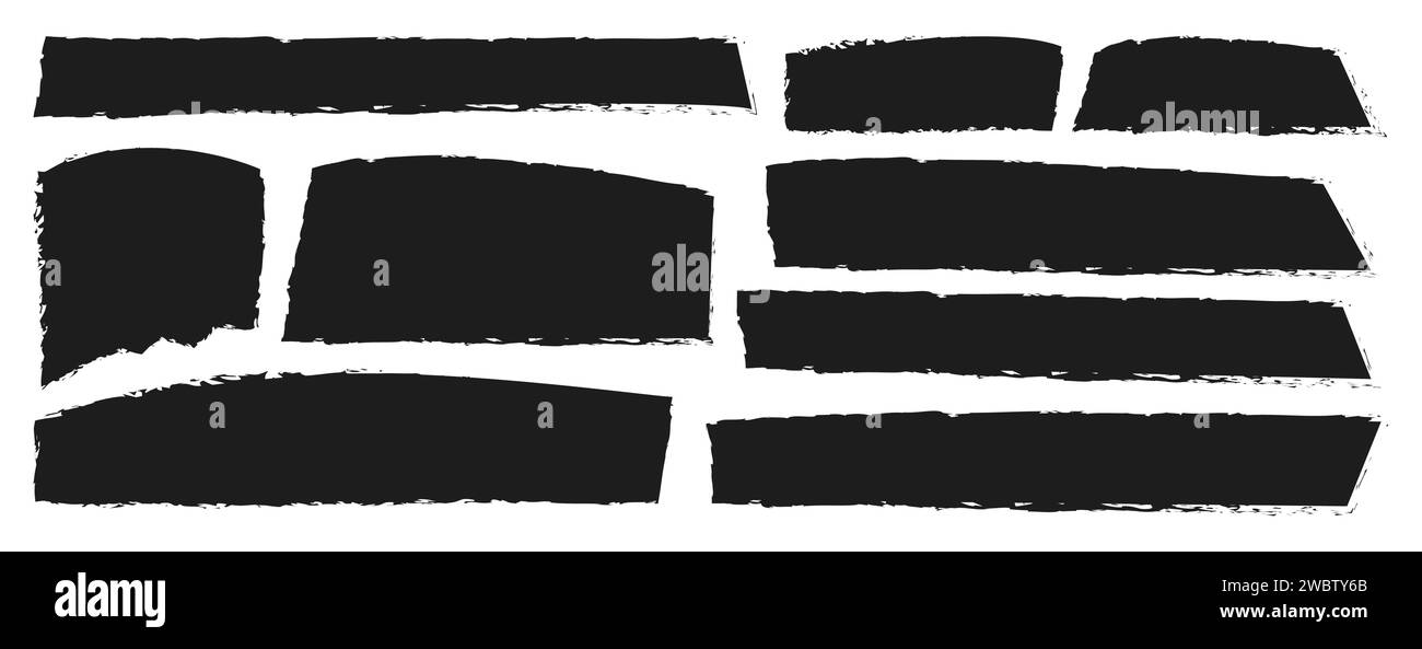 Grunge squares, rectangles. Strike through underlines set in doodles ...