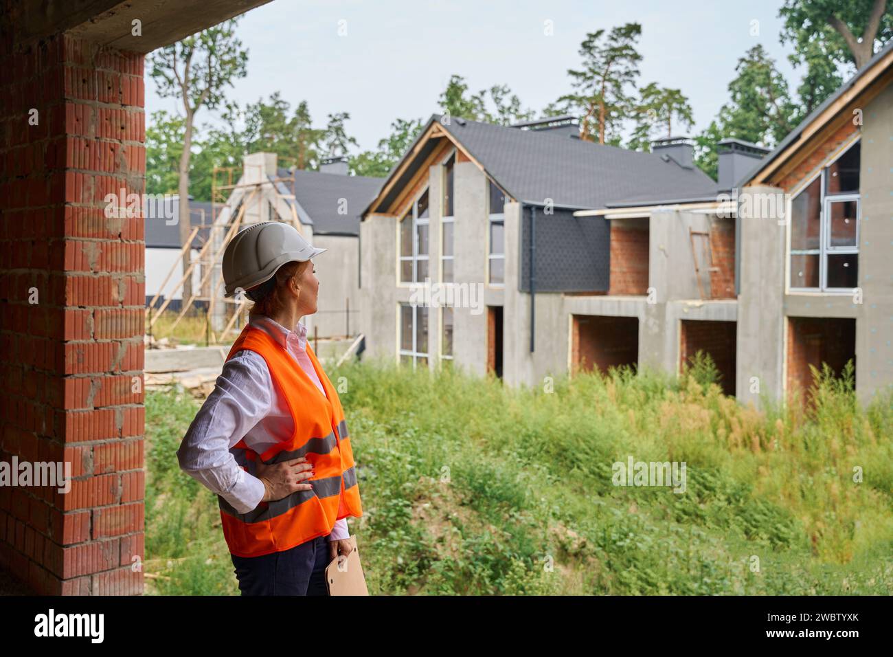 Building inspector conducting visual inspection of residential ...