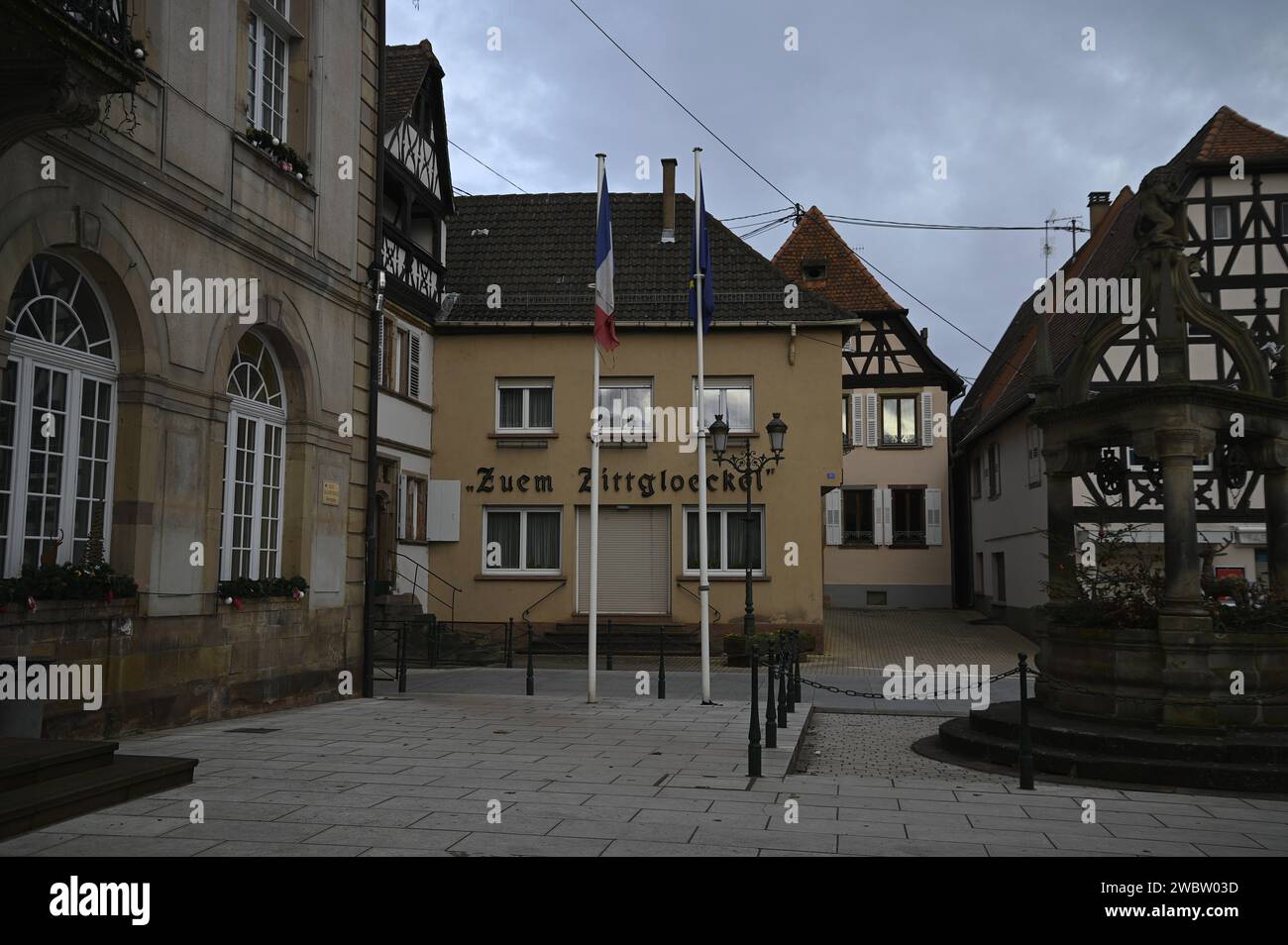Landscape with scenic view of Place de la Republique the main square of ...
