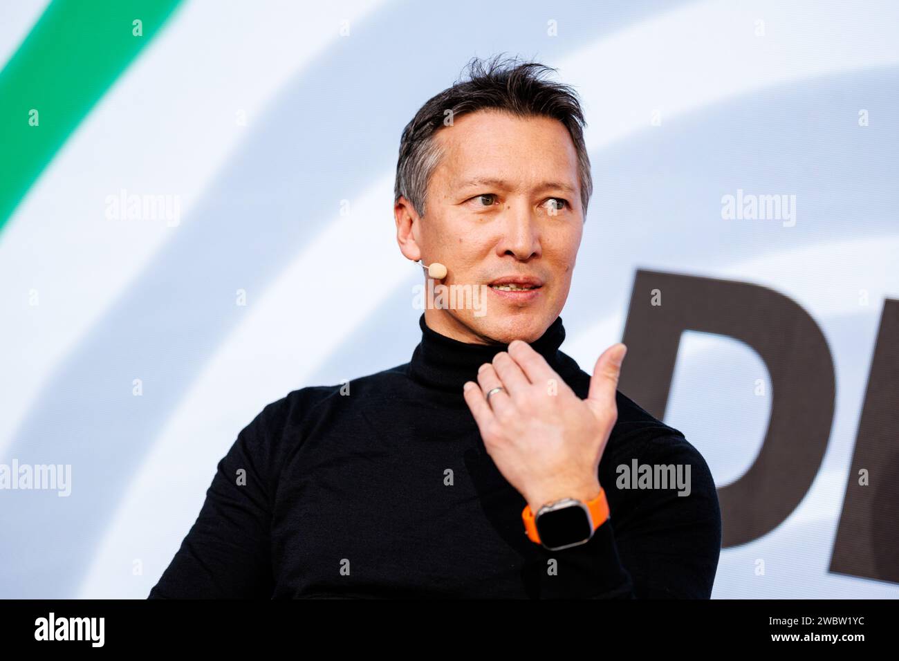 Munich, Germany. 12th Jan, 2024. Dirk Hoke, CEO of Volocopter, speaks ...