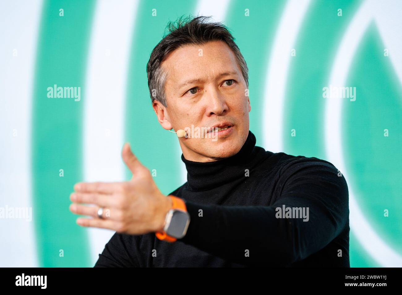 Munich, Germany. 12th Jan, 2024. Dirk Hoke, CEO of Volocopter, speaks ...