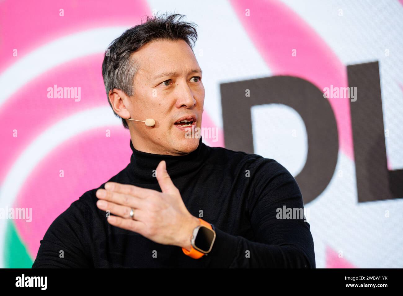 Munich, Germany. 12th Jan, 2024. Dirk Hoke, CEO of Volocopter, speaks ...