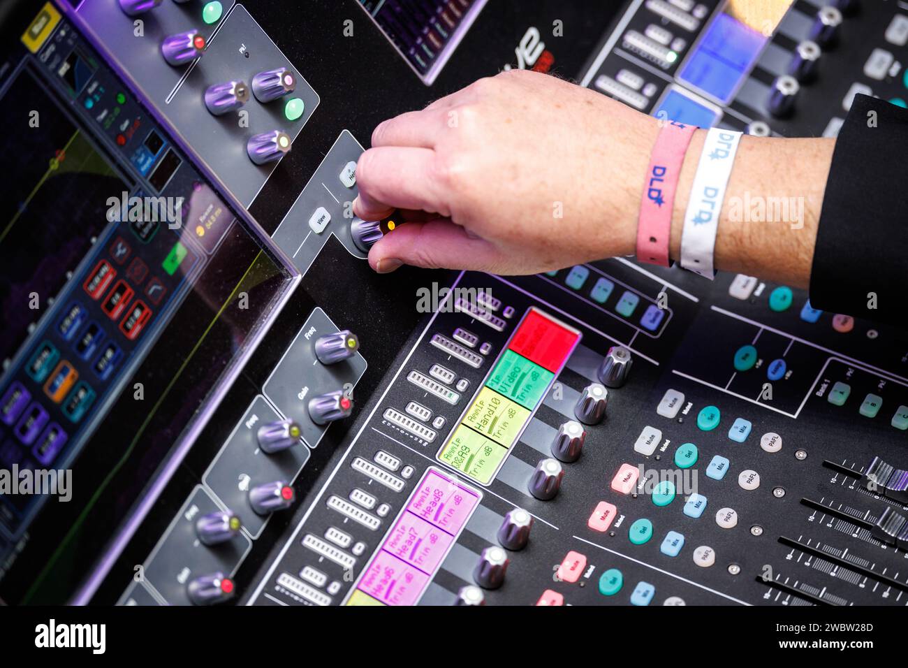 Munich, Germany. 12th Jan, 2024. A sound engineer works at the Digital ...