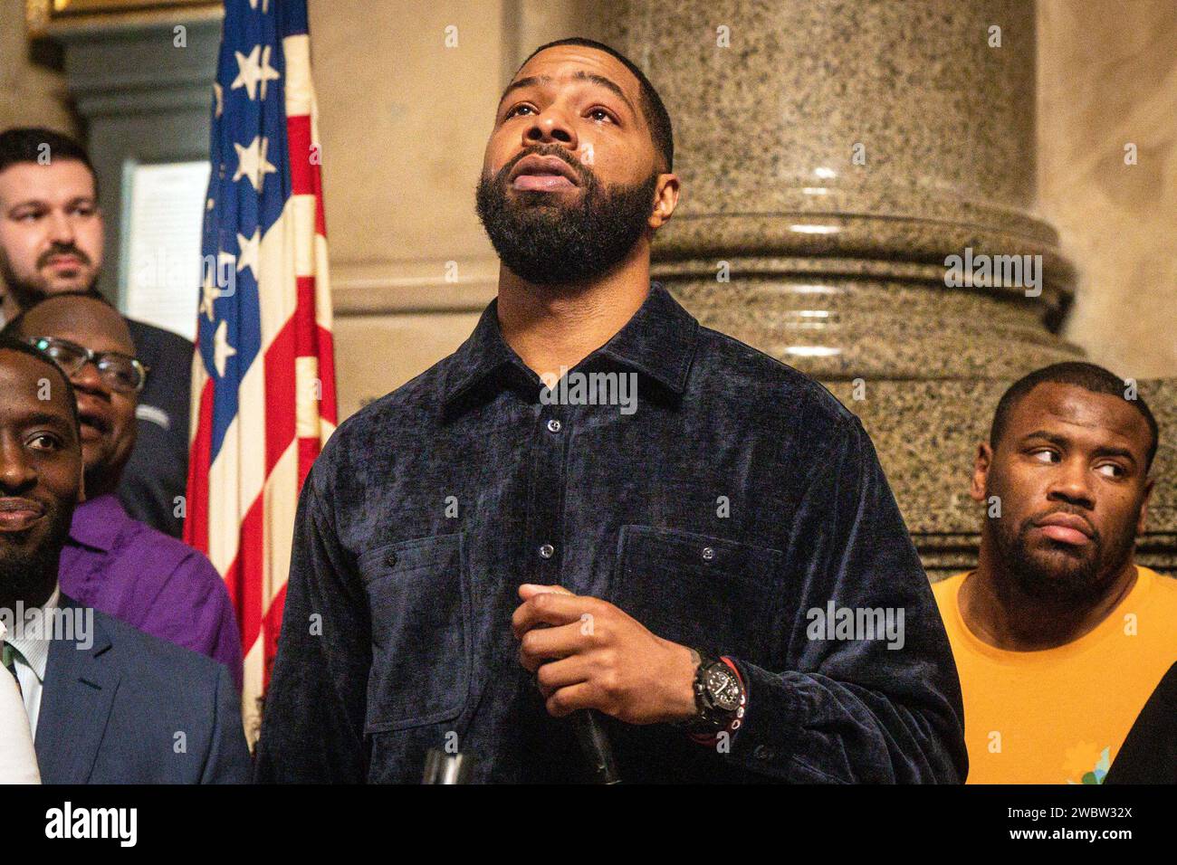 Philadelphia 76er's Marcus Morris becomes emotional while being honored ...
