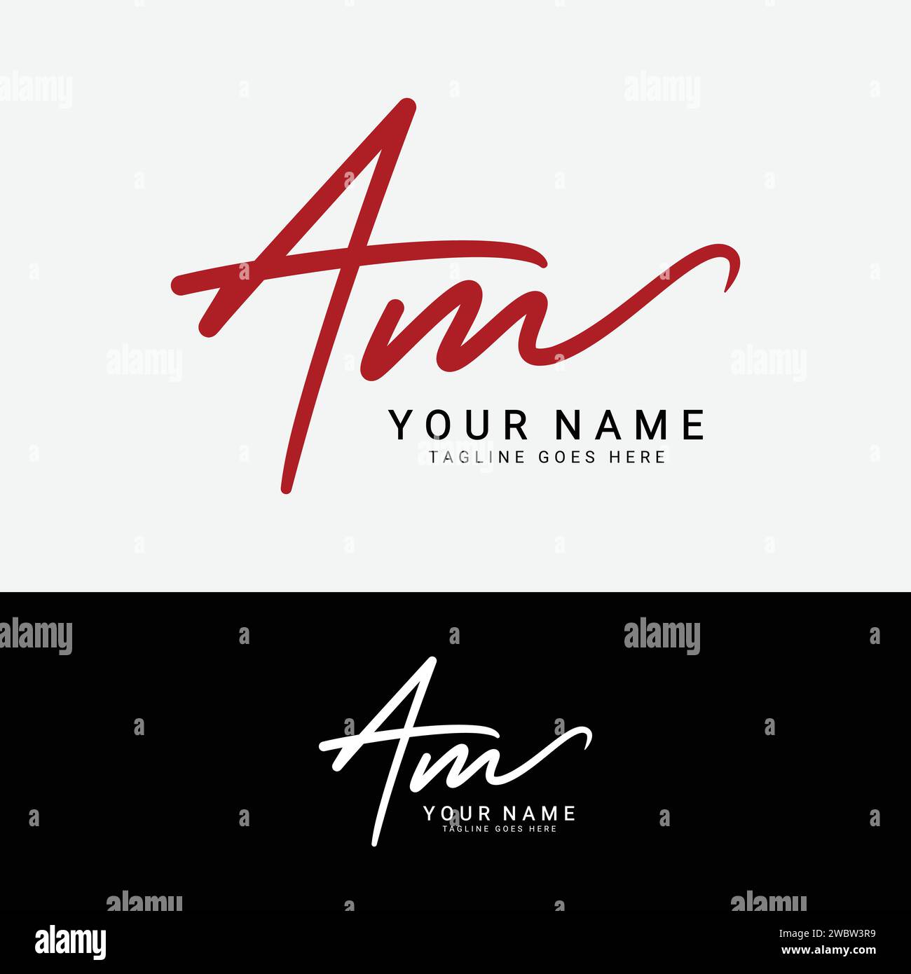 A, M, AM Initial handwriting or handwritten letter logo for identity ...
