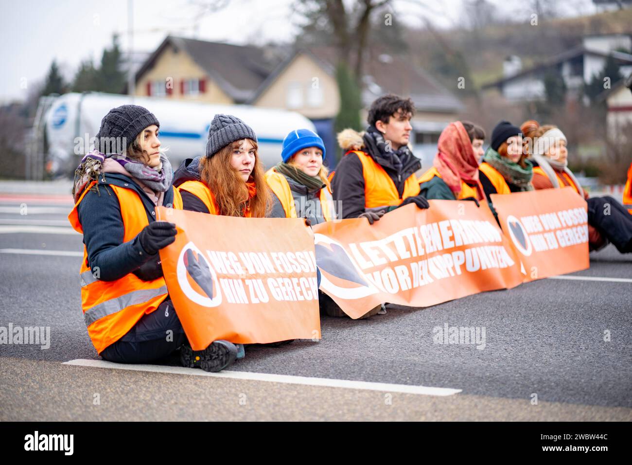 Feldkirch, Vorarlberg, Austria. 12th Jan, 2024. Climate activists from ...