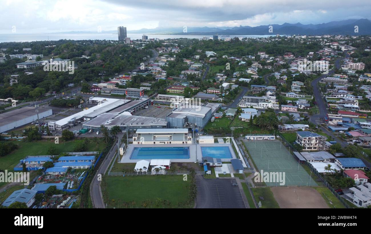 (240112) -- SUVA, Jan. 12, 2024 (Xinhua) -- An aerial drone photo taken ...