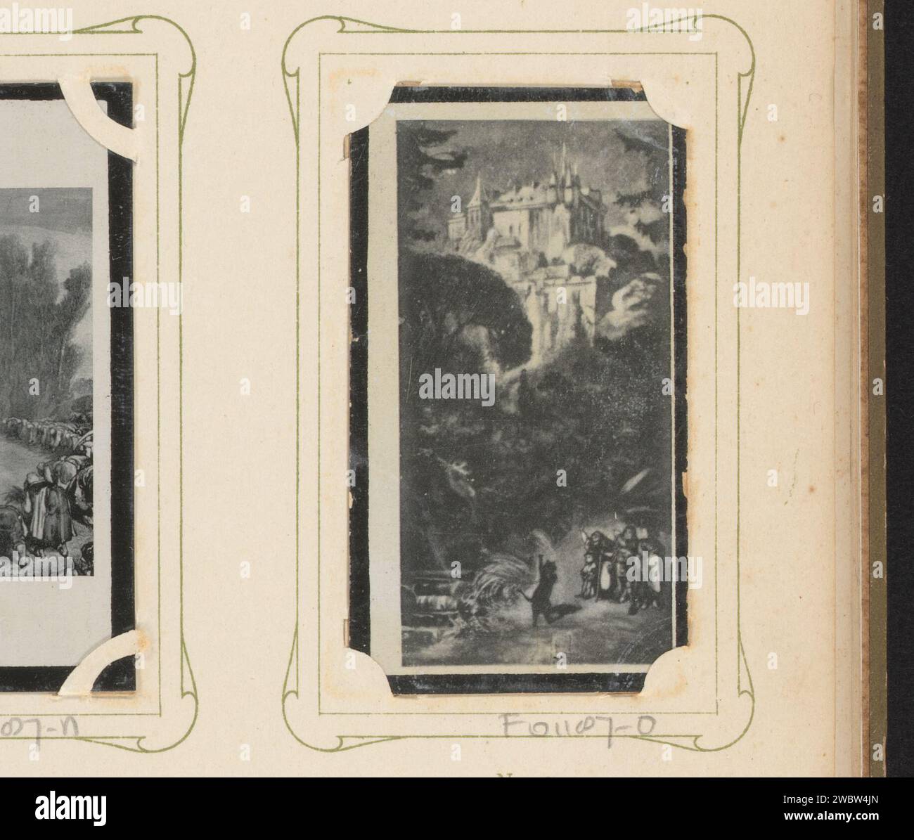 Reproduction of a drawing of the booted cat in front of the wizard's ...