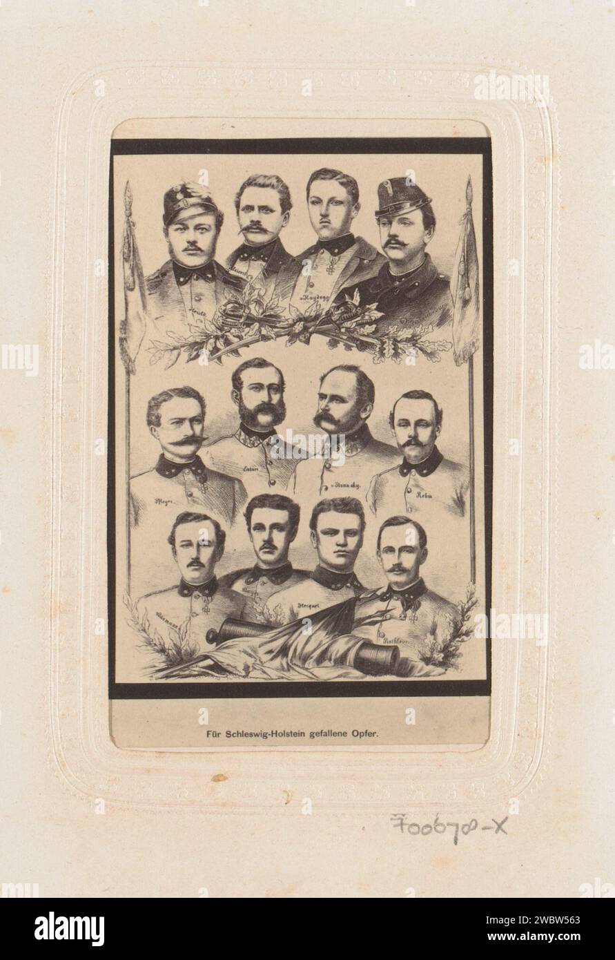Photo production of a mounting with twelve portraits of fallen soldiers ...