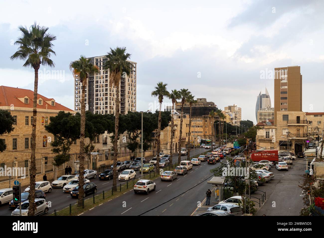 Haifa, Israel - January 10, 2024, Eclectic houses in the lower city, a ...