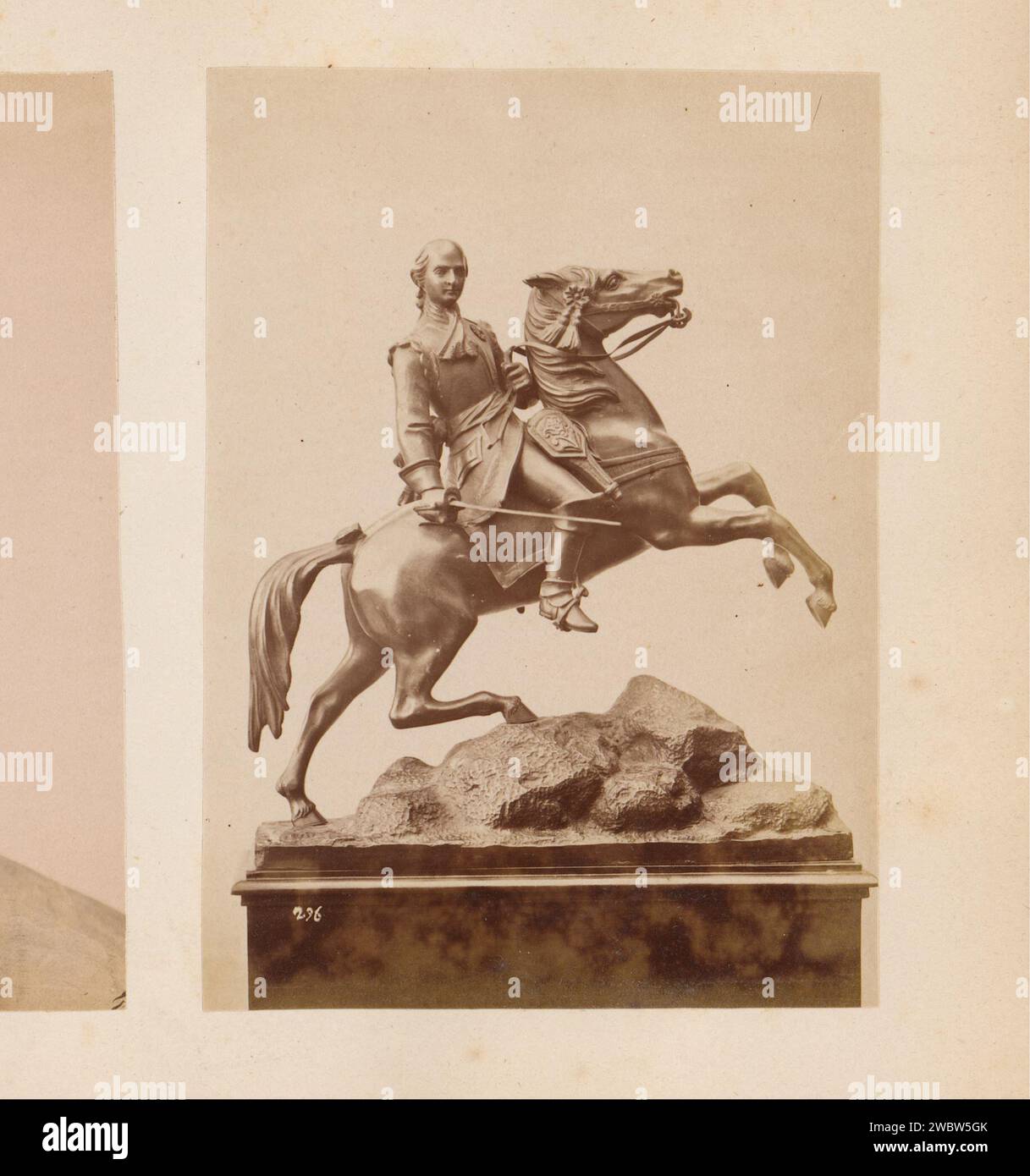 Metal sculpture of a rider on horseback, member of the Persico family ...