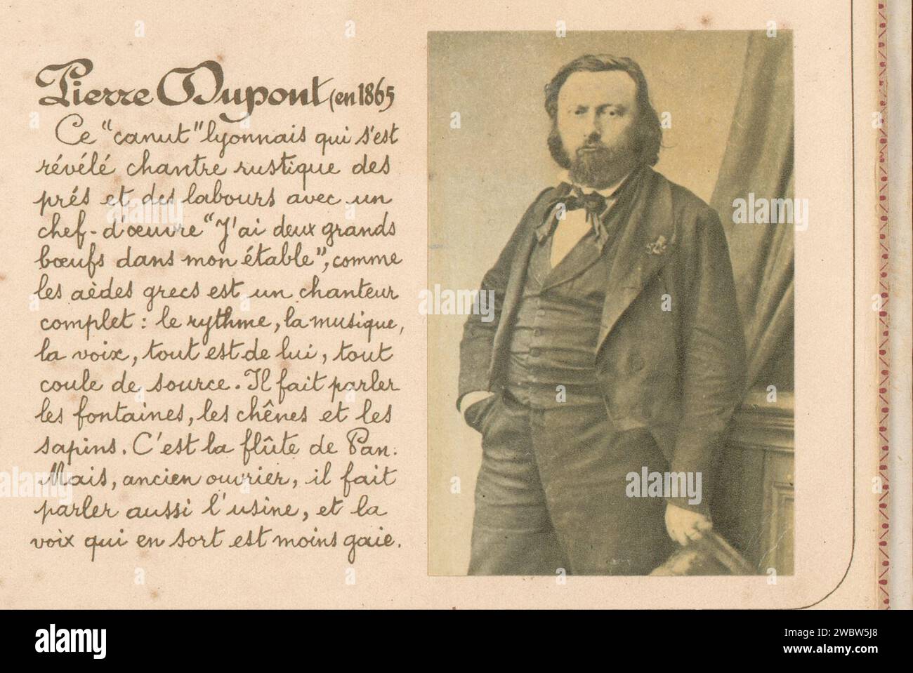 Portrait of Pierre Dupont, Anonymous, 1865 photograph This photo is ...
