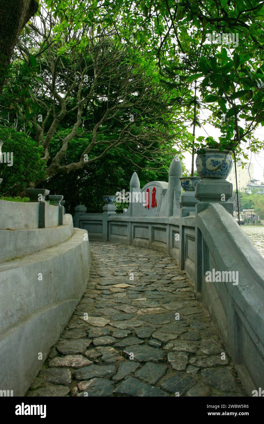 Bridge to access Ngoc Son Temple located on a small island in Hoan Kiem ...