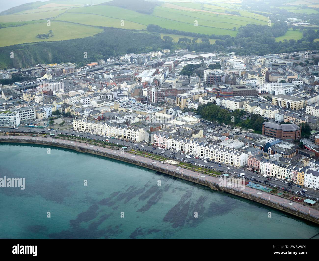 An aerial photograph of Douglas, capital of the Isle of Man Stock Photo ...